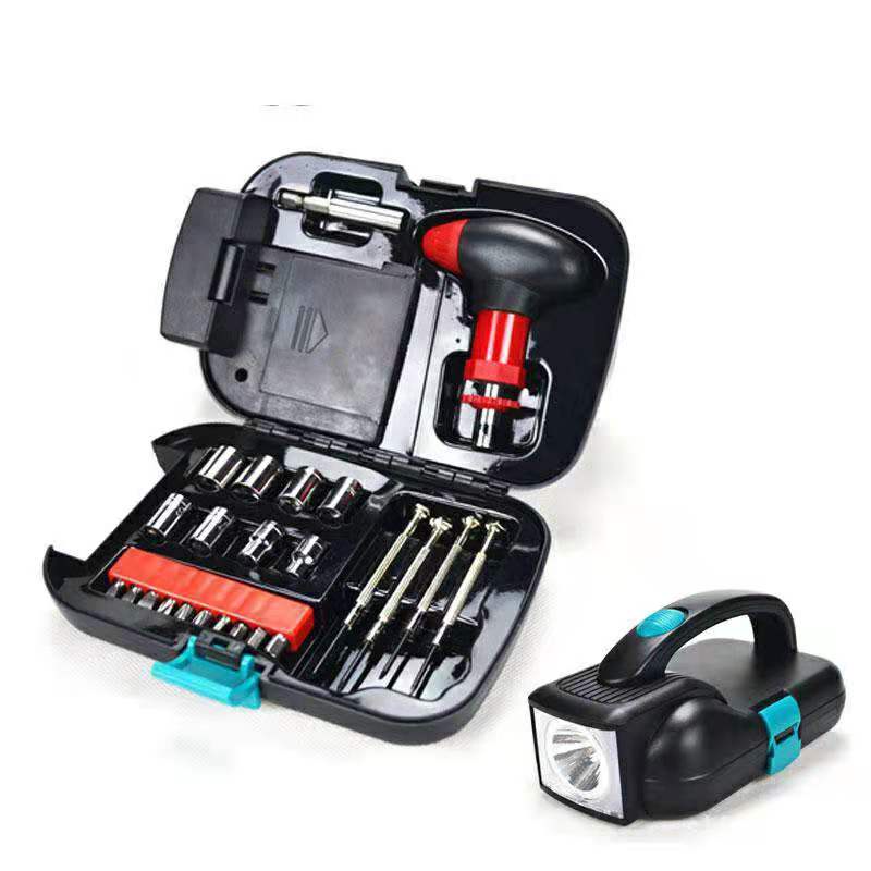 CROWNSTAR 2 in 1 Multi-function Toolbox and Flashlight TBX01 Toolbox 20 Sets of Household Tools ...