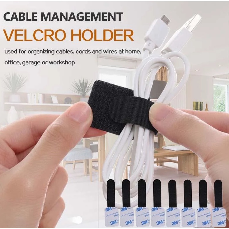 Self adhesive Cable Ties Reusable Wire Organizer USB Data Line Holder ...