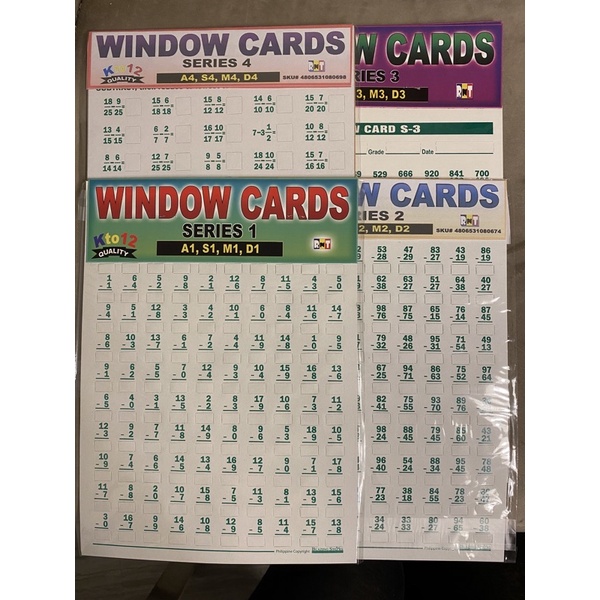 16 pcs Window Cards Complete Set Series 1-4 Addition, Subtraction ...