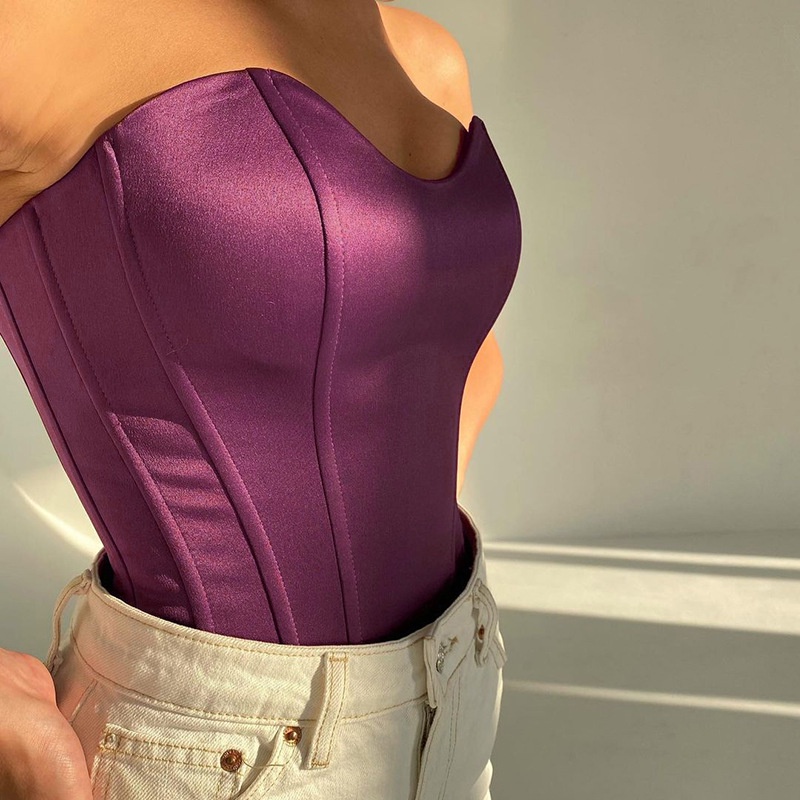 Sexy Womens Tube Top Sleeveless Slim Corset Crop Top Summer Satin Backless Vest Shopee