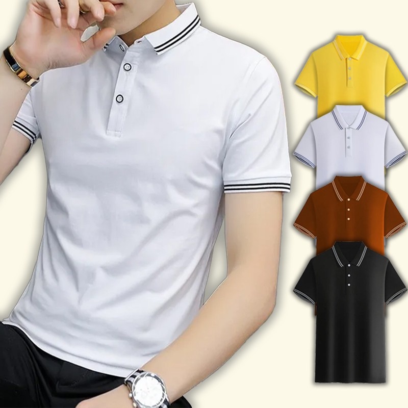 white polo shirt for men plus size，Lapel Half Sleeves na Nagpapakita ng ...