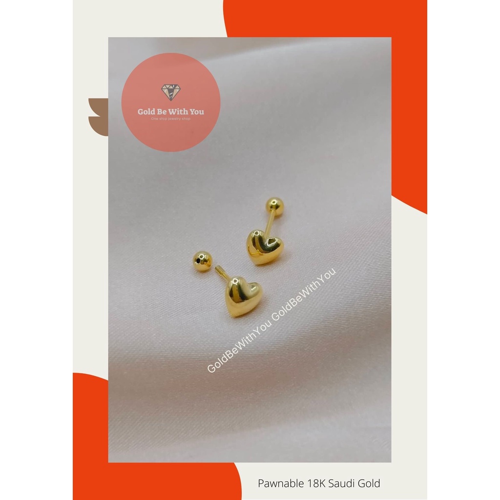 Pawnable 18k Saudi Gold Heart De Roscas Earrings | Shopee Philippines