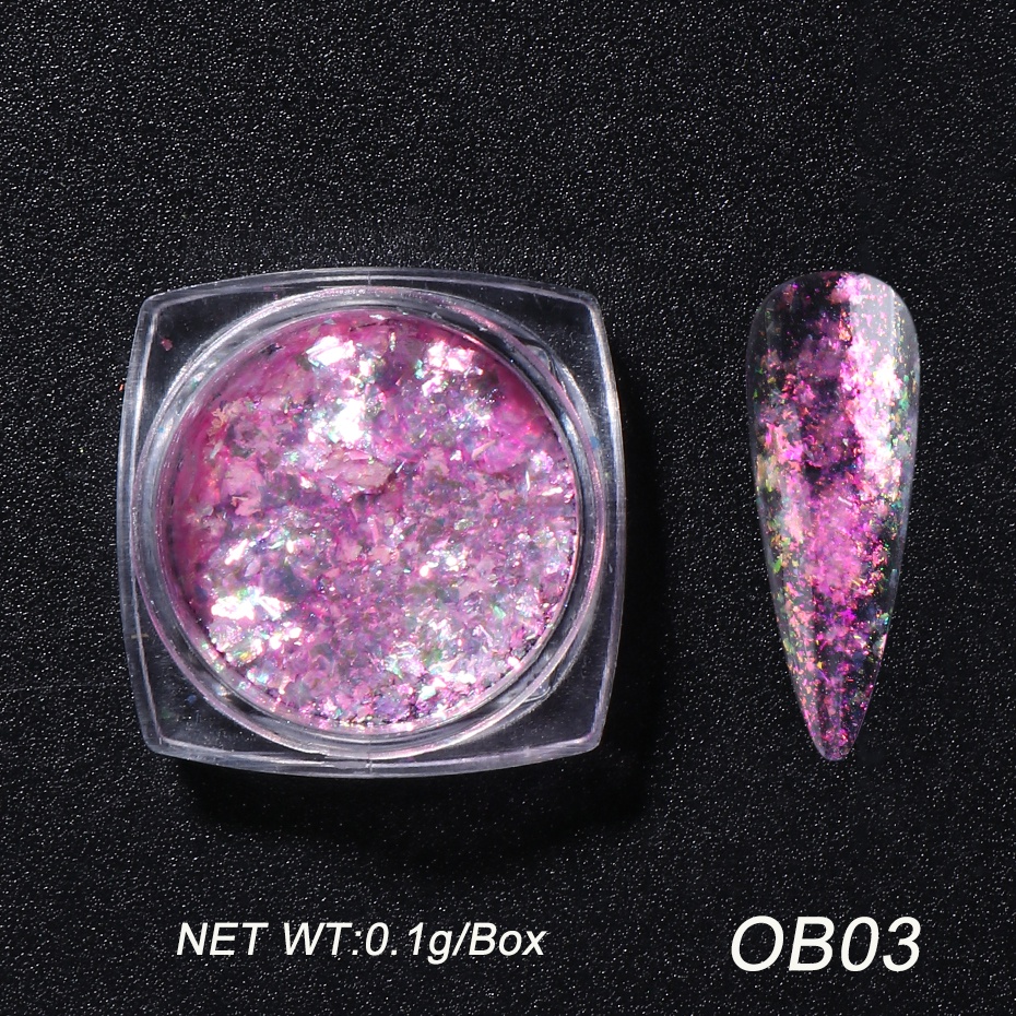 Opal Flakes Nail Powder Aurora Glitter Holographic Sequins Iridescent ...