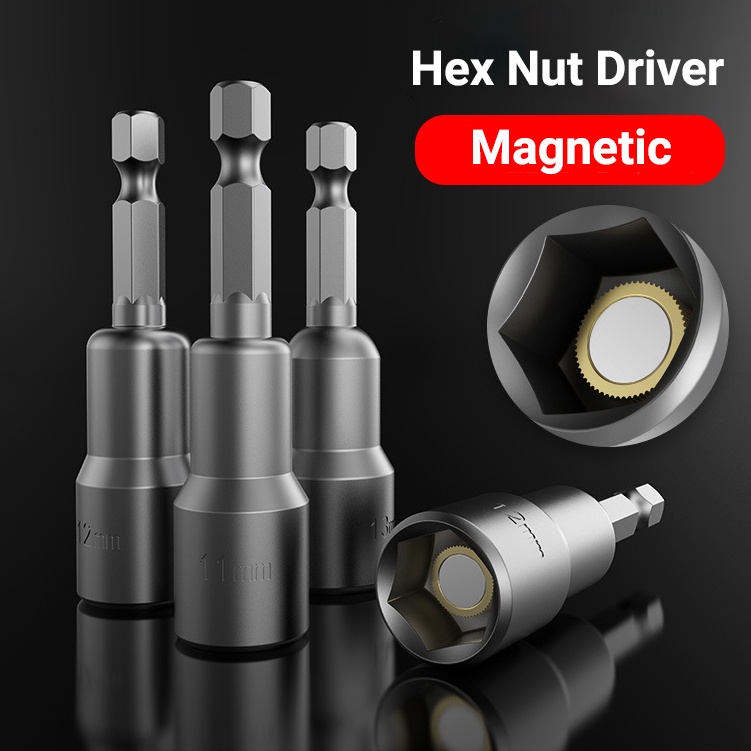 Magnetic Hex Power Nut Driver Set, 1/4" Hex Head Drill Bit Set Metric ...