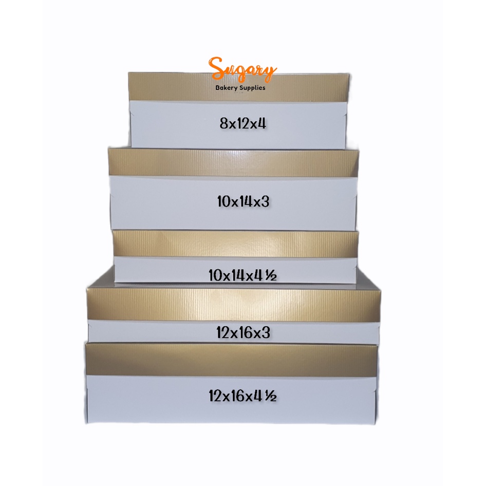 5 pcs RM Cake Box Rectangle GOLD 8x12x4 10x14x3 10x14x4 12x16x3 12x16x4 ...