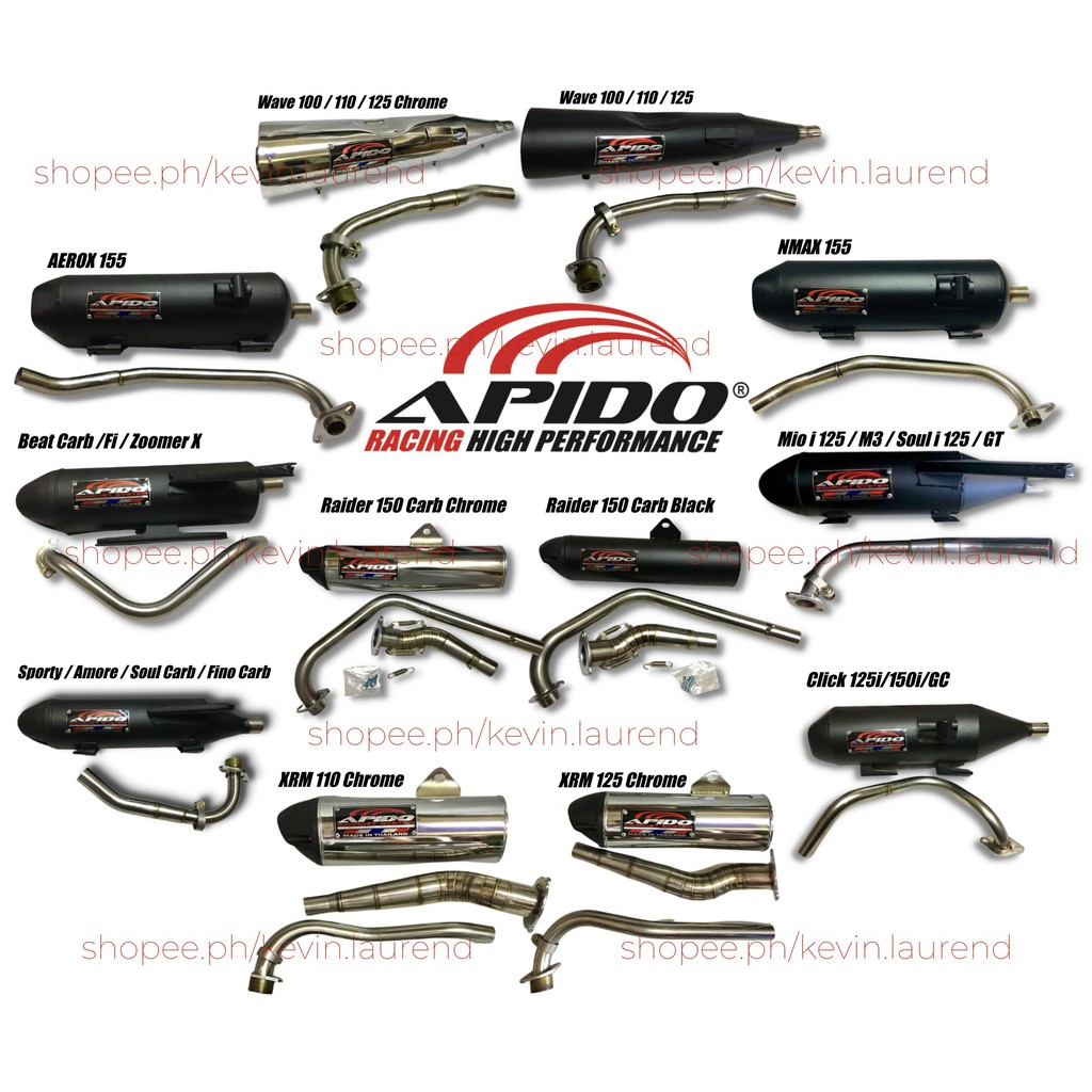 Apido Power Pipe for Mio i 125/M3/GT/Sporty/Beat/Raider 150/XRM 110/XRM ...