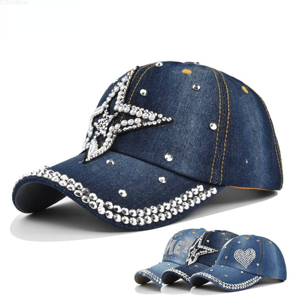47 colors studded denim baseball cap for women vintage denim cap for ...