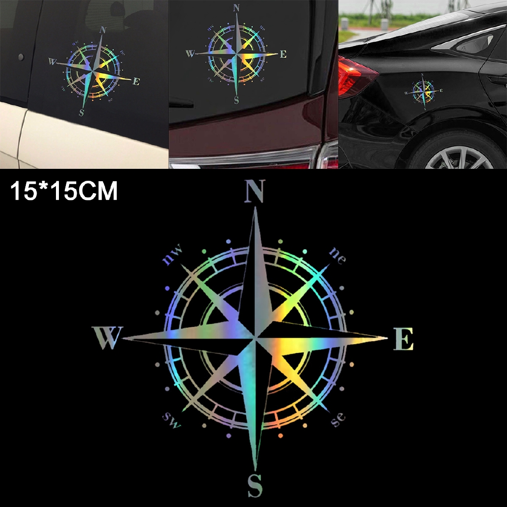 Laser Vinyl Compass Pattern Outdoor Reflective Car Sticker | Shopee ...