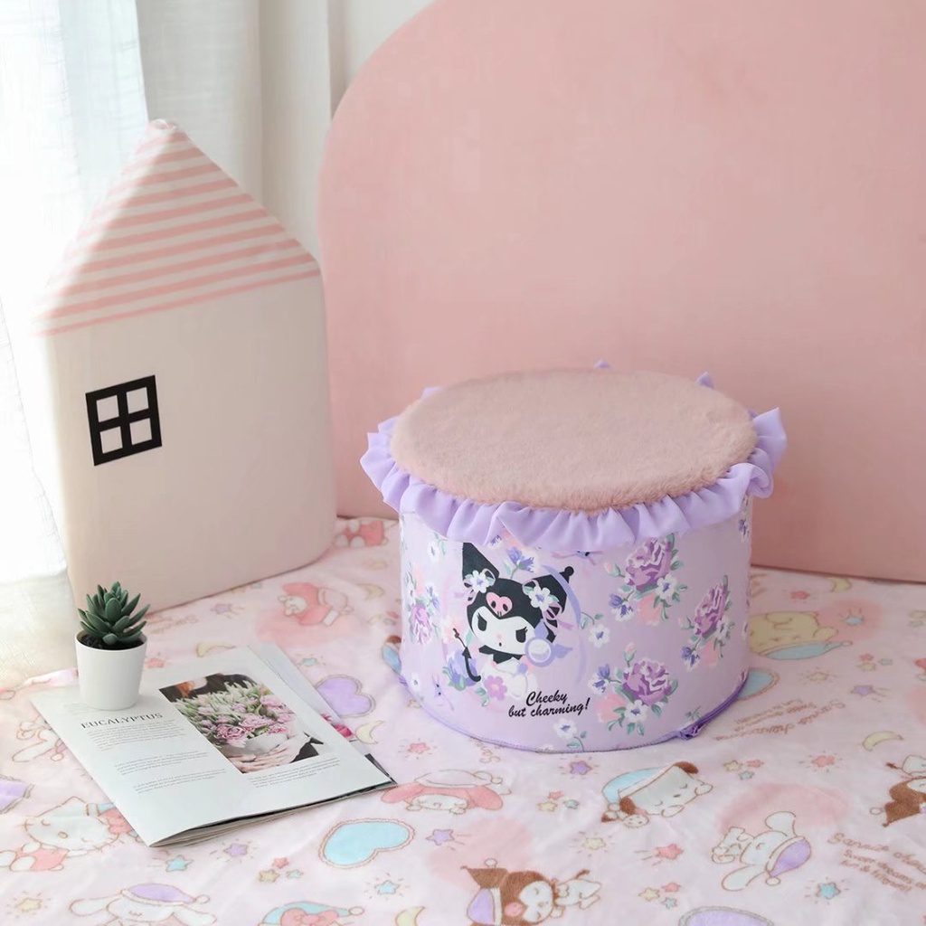 Kawaii Cute Sanrio Stool Kuromi Cinnamoroll Melody Round Low Stool Shoe ...