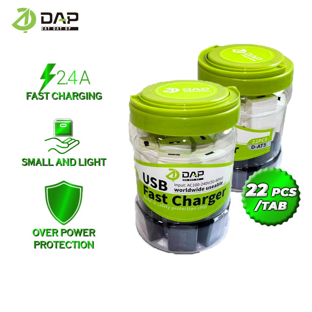 Dap D-AT5 Adapter Fast Charging Usb Charger 2.4A contains 22 PCS (Jar ...
