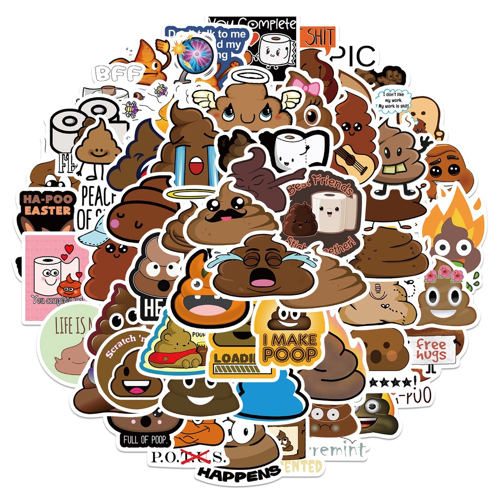 Y&P| Spoof Poo Emoji Stickes Cartoon Waterproof Graffiti Stickers Pack ...