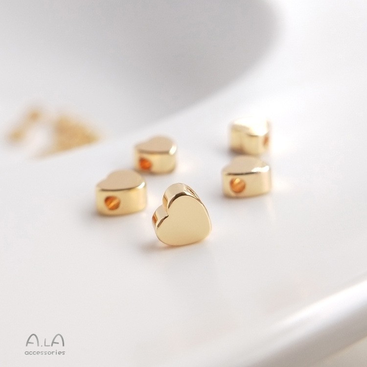 diy゜14K gold 〔10 Piece〕°Colorful Heart Shaped Bead Separation Heart Heart Loose Bead Jewelry ...