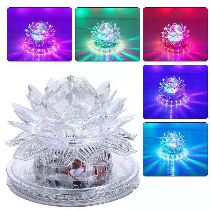 3w led auto rotating stage light dj disco crystal little sun lotus ...