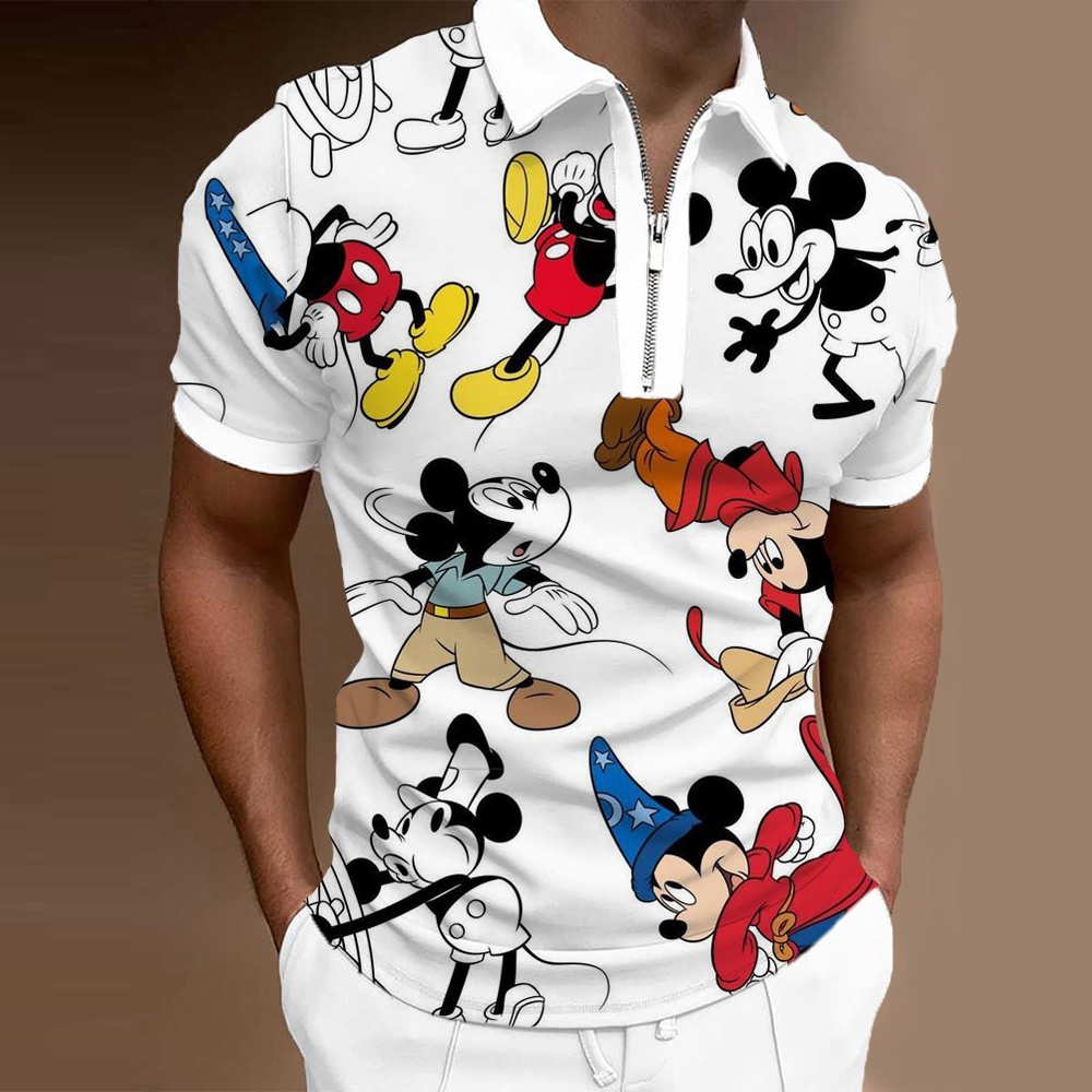 Disney Cartoon Casual 3D Print Summer Polo Shirt Men's Short Sleeve ...
