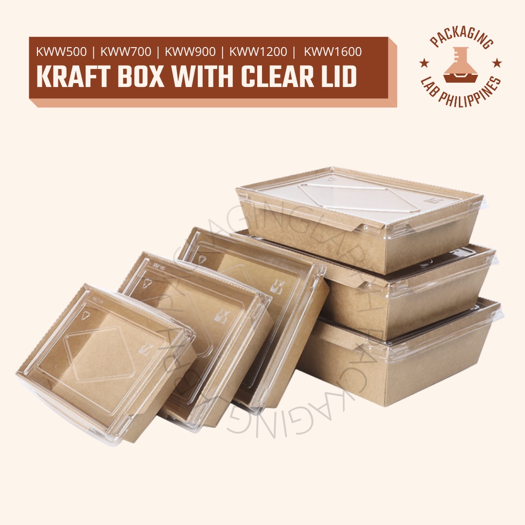 [10pcs] Kraft Box with Clear Lid | Shopee Philippines