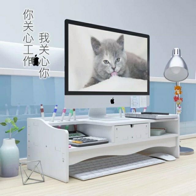 Computer Riser Monitor Stand Tidy PC Laptop Screen TV Desk Storage ...