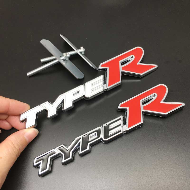 3D Metal Type R Typer Logo Front Grille Emblem Trunk Rear Stickers ...