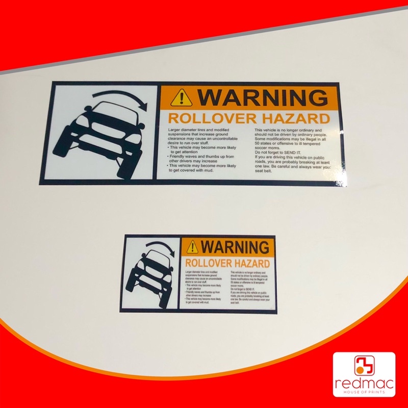 CRV ROLLOVER WARNING STICKER LAMINATED | Shopee Philippines