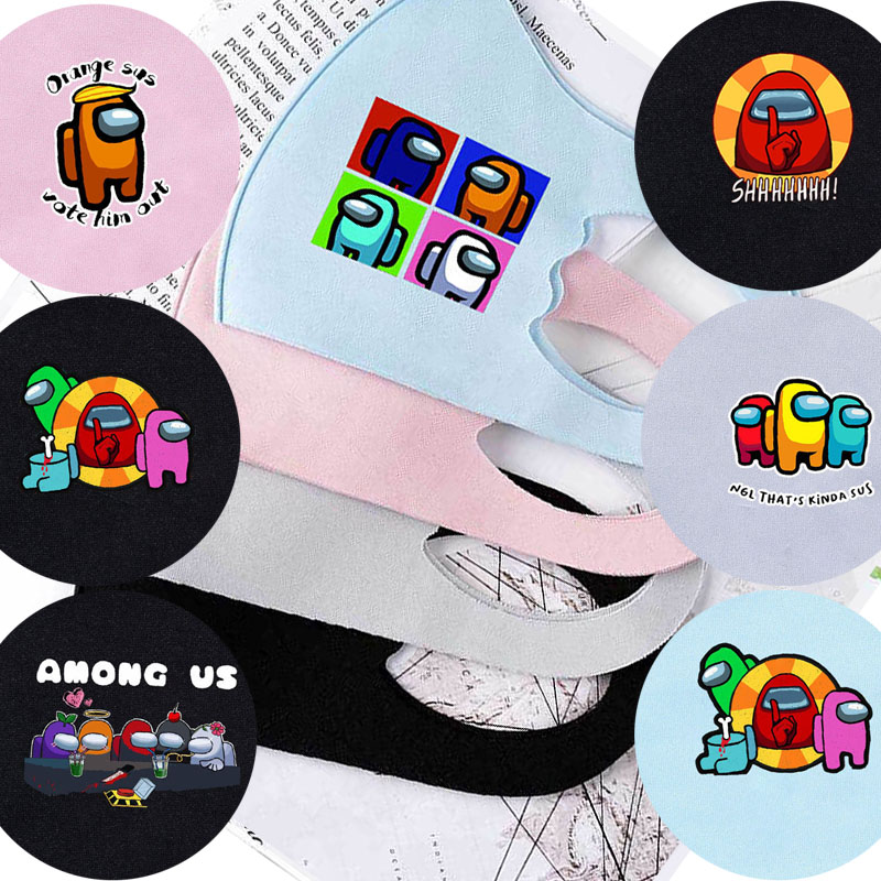 Among Us Game Reusable Washable Face Mask Black Kids Cartoon Cute ...