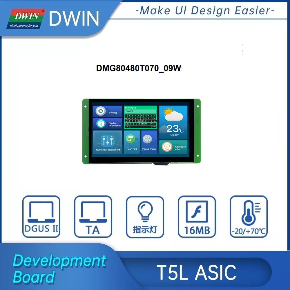 DWIN 7.0 Inch TFT LCD Display Module 800*480 HMI LCM Industrial Grade Highlight Touch Panel ...