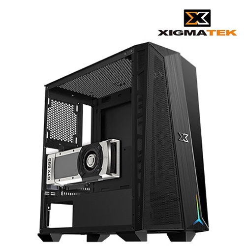 XIGMATEK Cyclops Black with Front Mesh and Left Tempered Design 4 ARGB ...