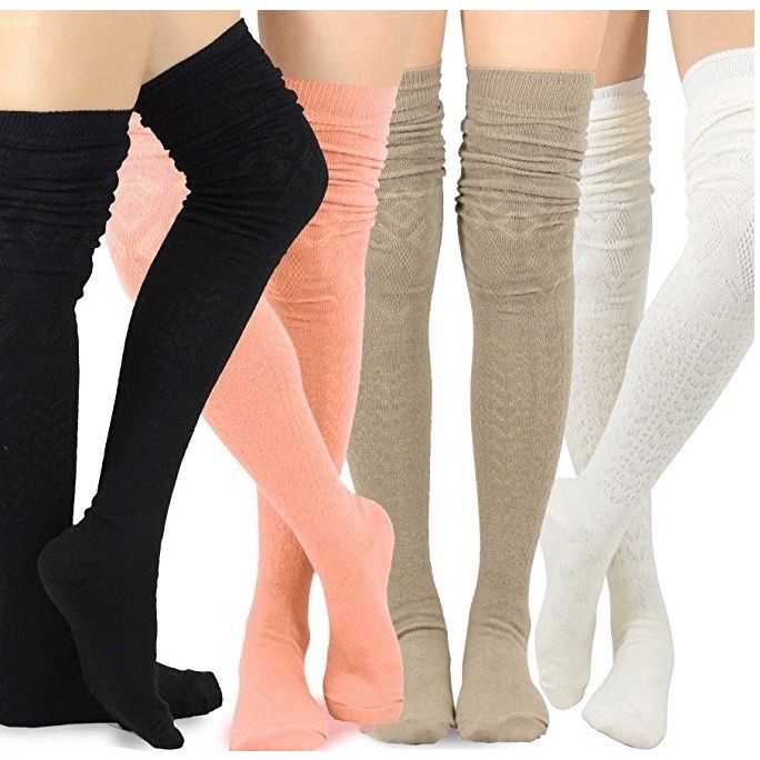 Women's Fashion Extra Long Cotton Thigh High Socks | Shopee Philippines