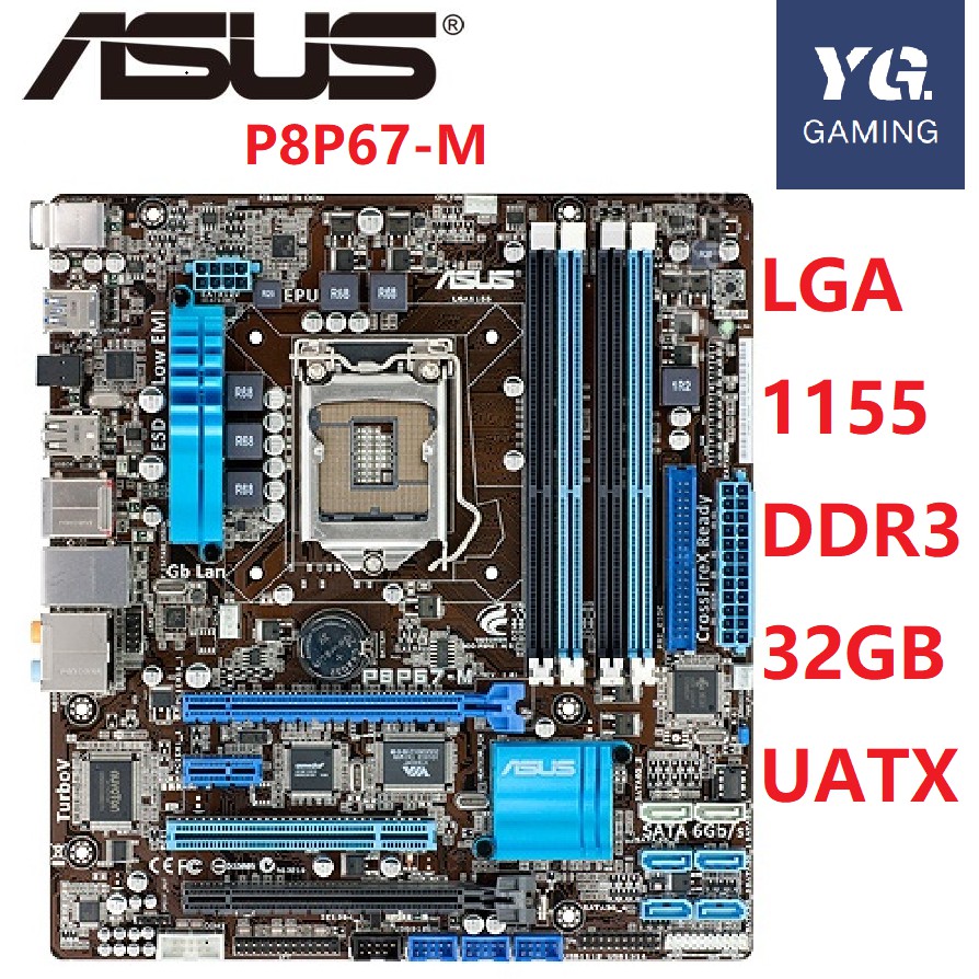 Asus P8P67-M Desktop Motherboard P67 Socket LGA 1155 DDR3 32G U-ATX ...