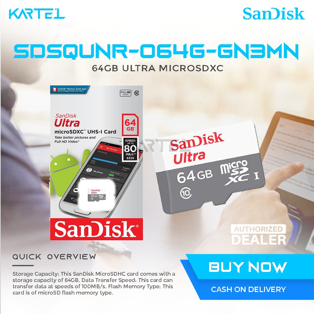 SANDISK Ultra Micro (GRAY) SD 64GB SDXC 100MB/s SDSQUNR-064G GENUINE ...