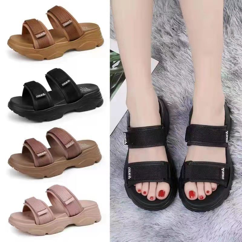 New colsi summer fashion women two strap thick bottom slipper sandal ...