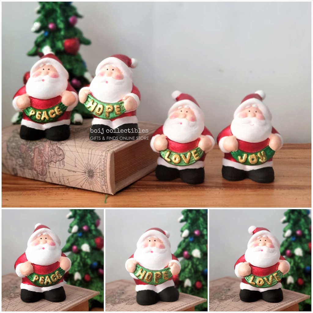 Peace / Hope / Love / Joy Santa Claus Handcrafted Christmas Figurines ...