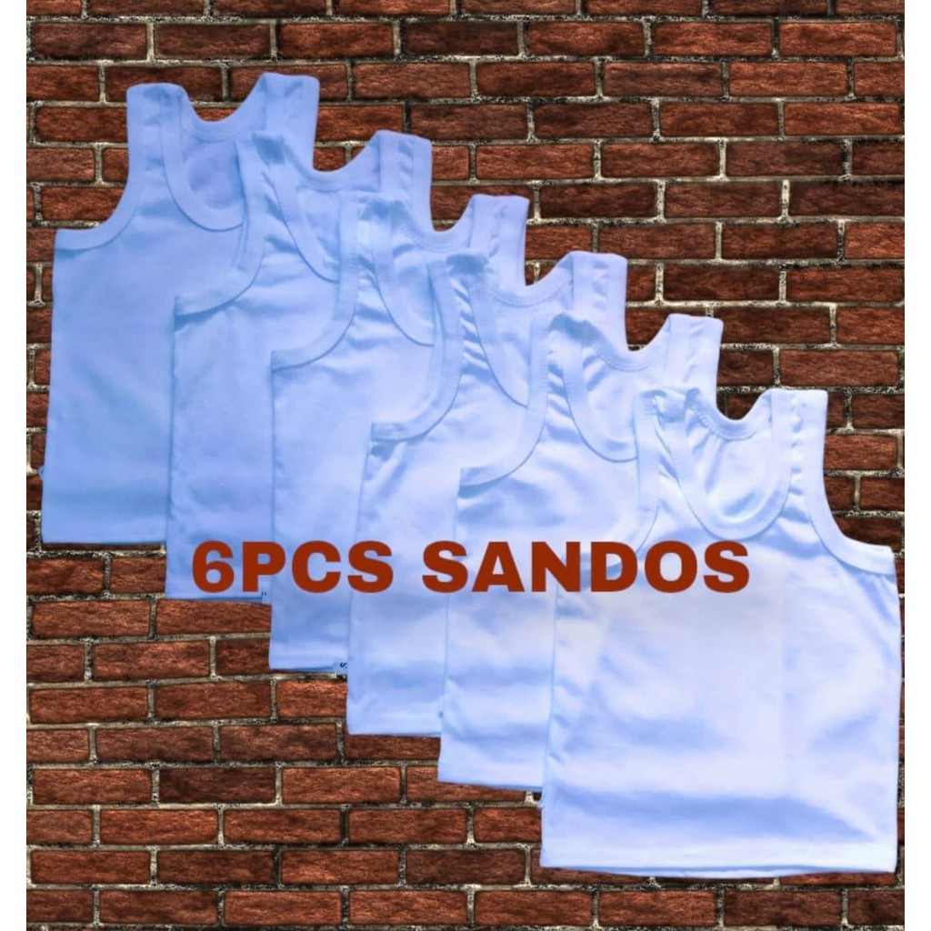 6PCS White Pure Cotton SANDO for KIDS (UNISEX) Boy 0-15years Old PLAIN ...