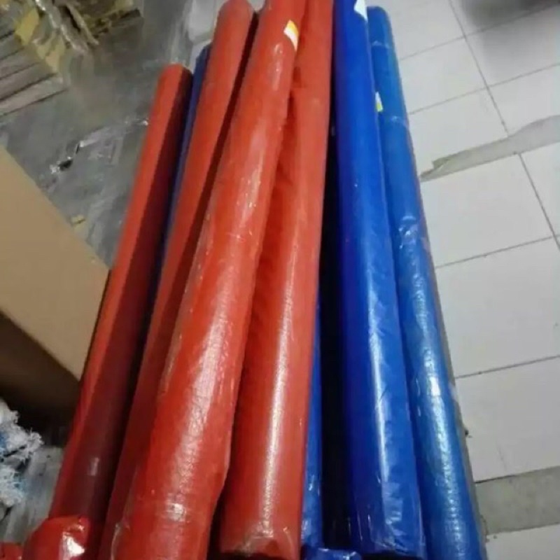 super laminated sakolin (blue /orange) per yard available 2klase : 8ft ...