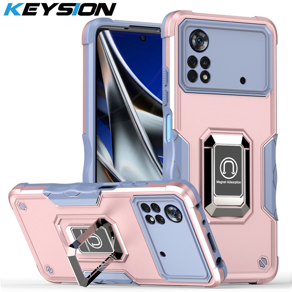 KEYSION Shockproof Armor Case for POCO X4 Pro 5G Soft Silicone + PC ...