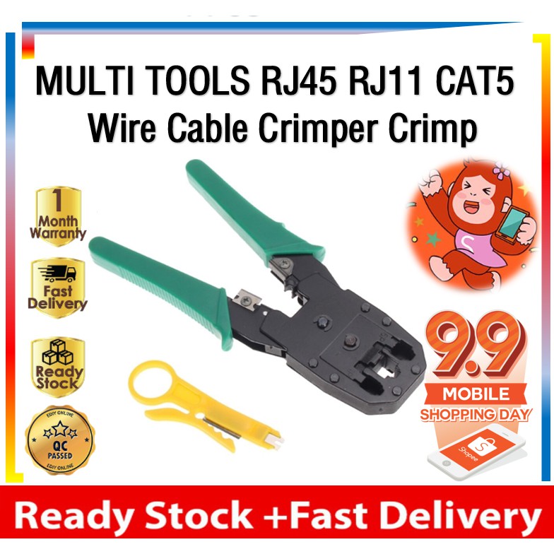 Multi Tool RJ45 RJ11 CAT5 Wire Cable Crimper Crimp PC Network Hand ...