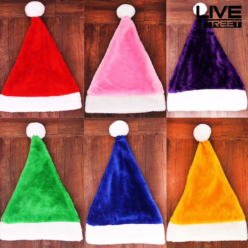 LC T Christmas Hat Multi colors Classic White Band Warm Soft Costume Accessories Comfortable Adults Santa Claus Short P Shopee Philippines