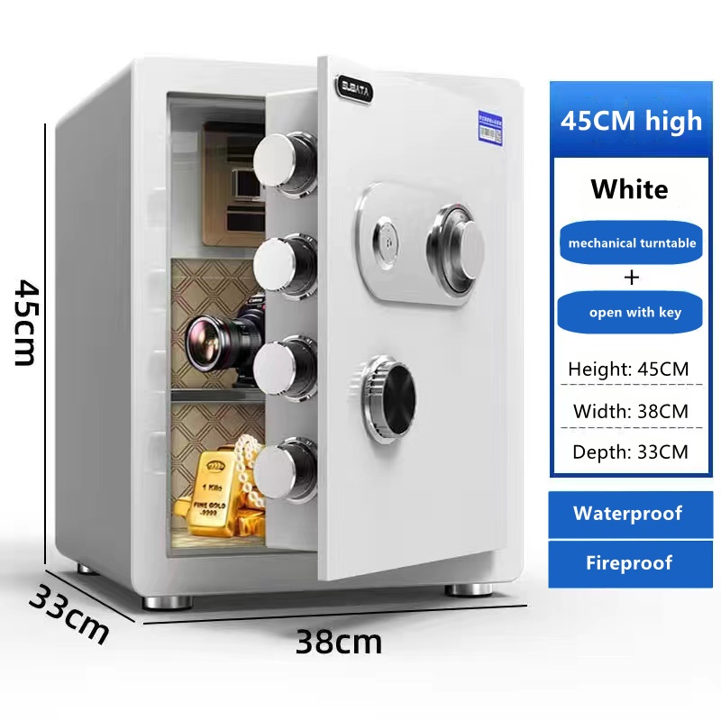 Safe Box Mechanical All Steel Fireproof Rustproof AntiTheft Cash 45cm/25cm Safety Security Box ...
