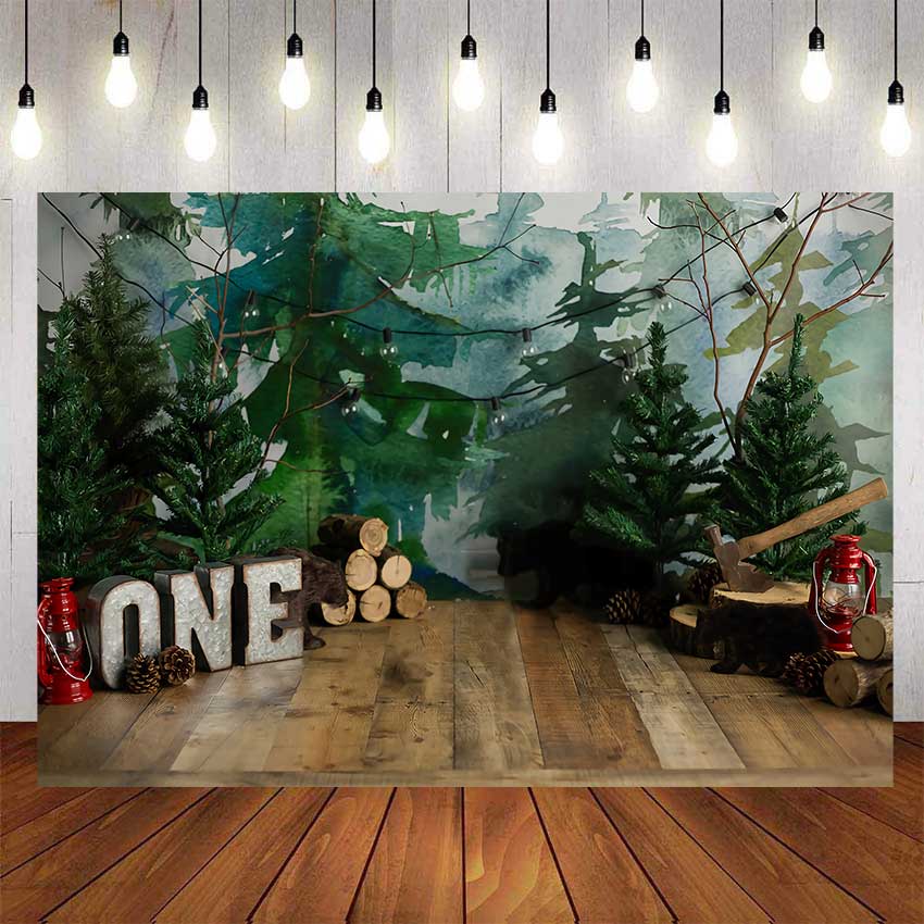3D Wild Adventure Green Forest For Children One Year Old Backdrop For ...