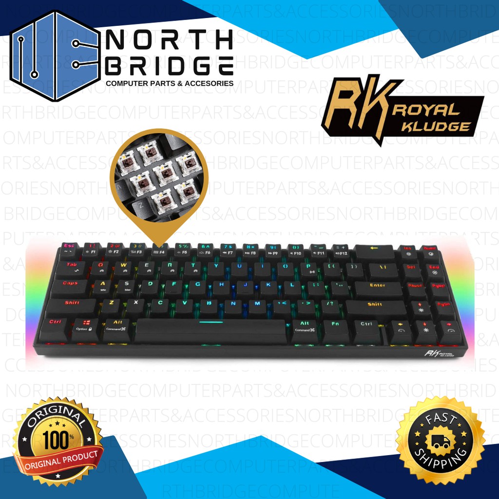 Royal Kludge RK71 Black RGB Wireless Bluetooth/USB Wired 70% Mechanical ...