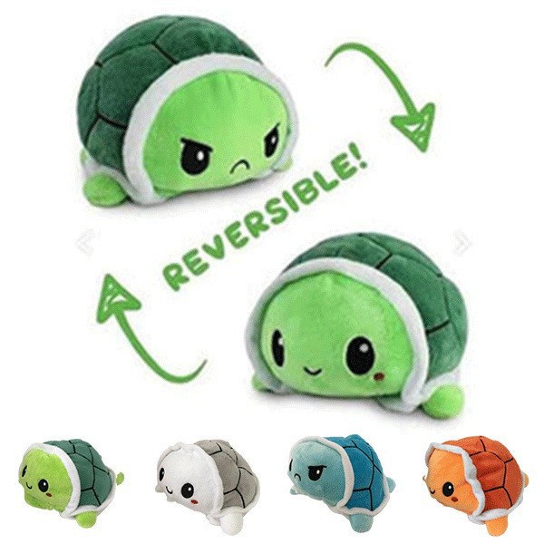 Flip Turtle Plush Toy Stuffed Angry Happy Toys Soft Cute Double-Sided ...