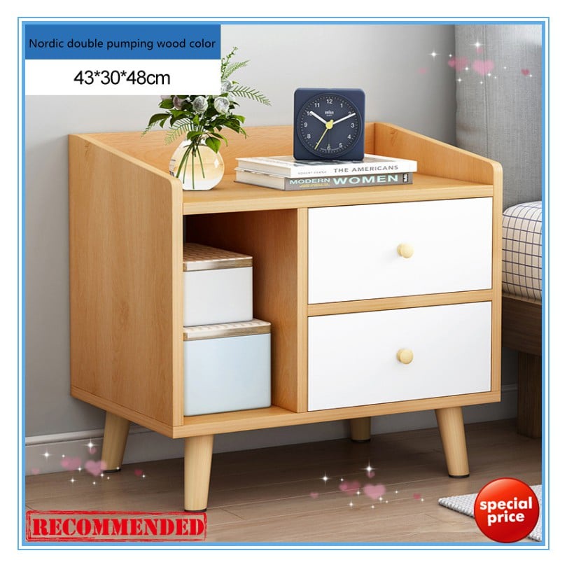 Elegant Wooden Bedside Table Nightstand Coffee Side Table with 3 Drawer ...