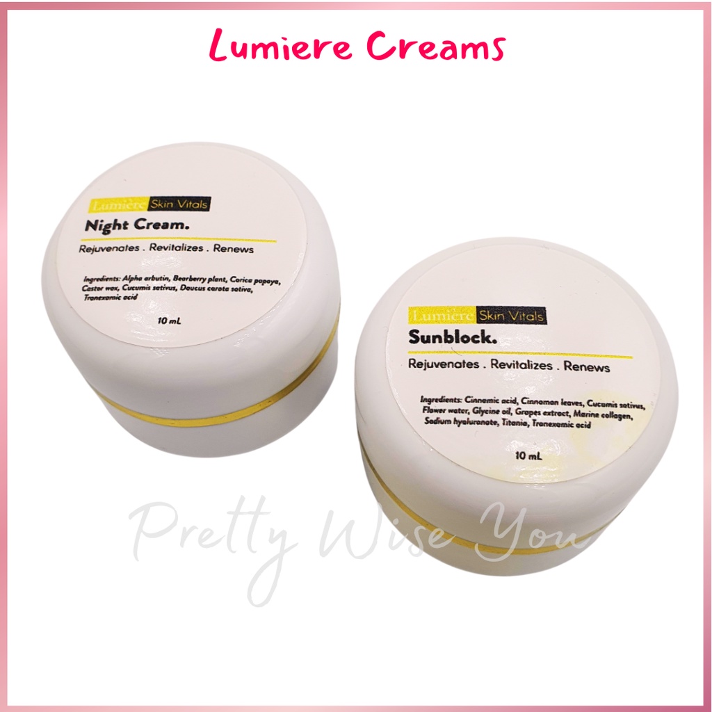 Lumiere Skin Vitals Face Creams Day Night Sunscreen Sunblock Cream ...