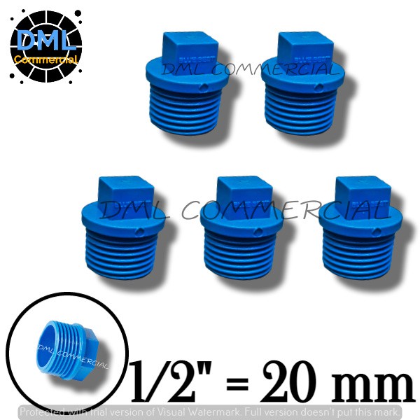 (DML-3705) 5 PCS PVC-U Male Thread End Cap Pipeline Plug Fittings (1/2 ...