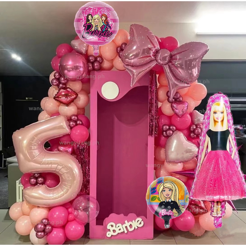 1Set Pink Barbie Balloons Garland Arch Kit Princess Birthday Party Baby ...