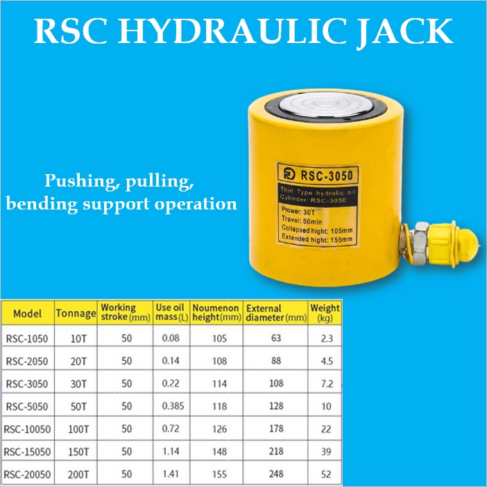 RSC 10T-50T Hydraulic Jack Cylinder Bottle Jack pushing pulling bending ...