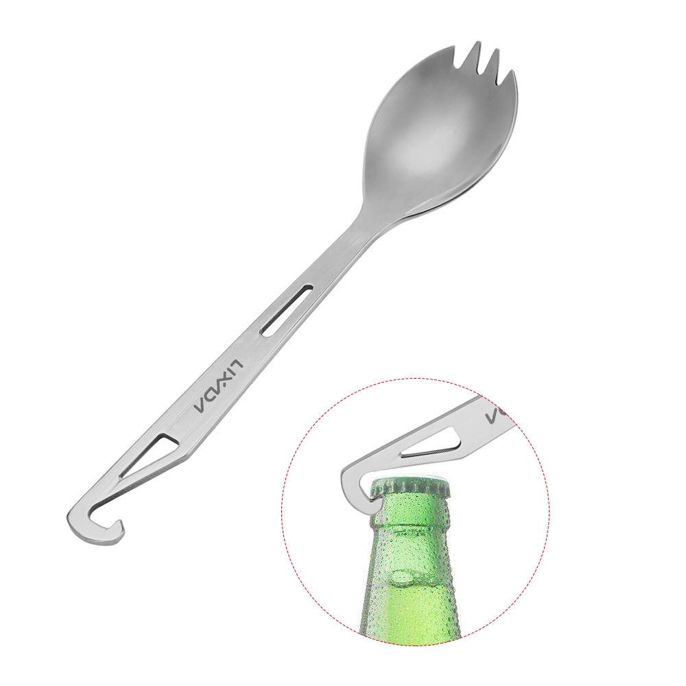 Lixada Stainless Steel Spork with Bottle Opener Lightweight Outdoor ...