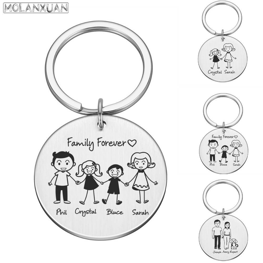 Personalized Family Keychain Custom Mom Dad Daughter Son Pet Key Chain ...