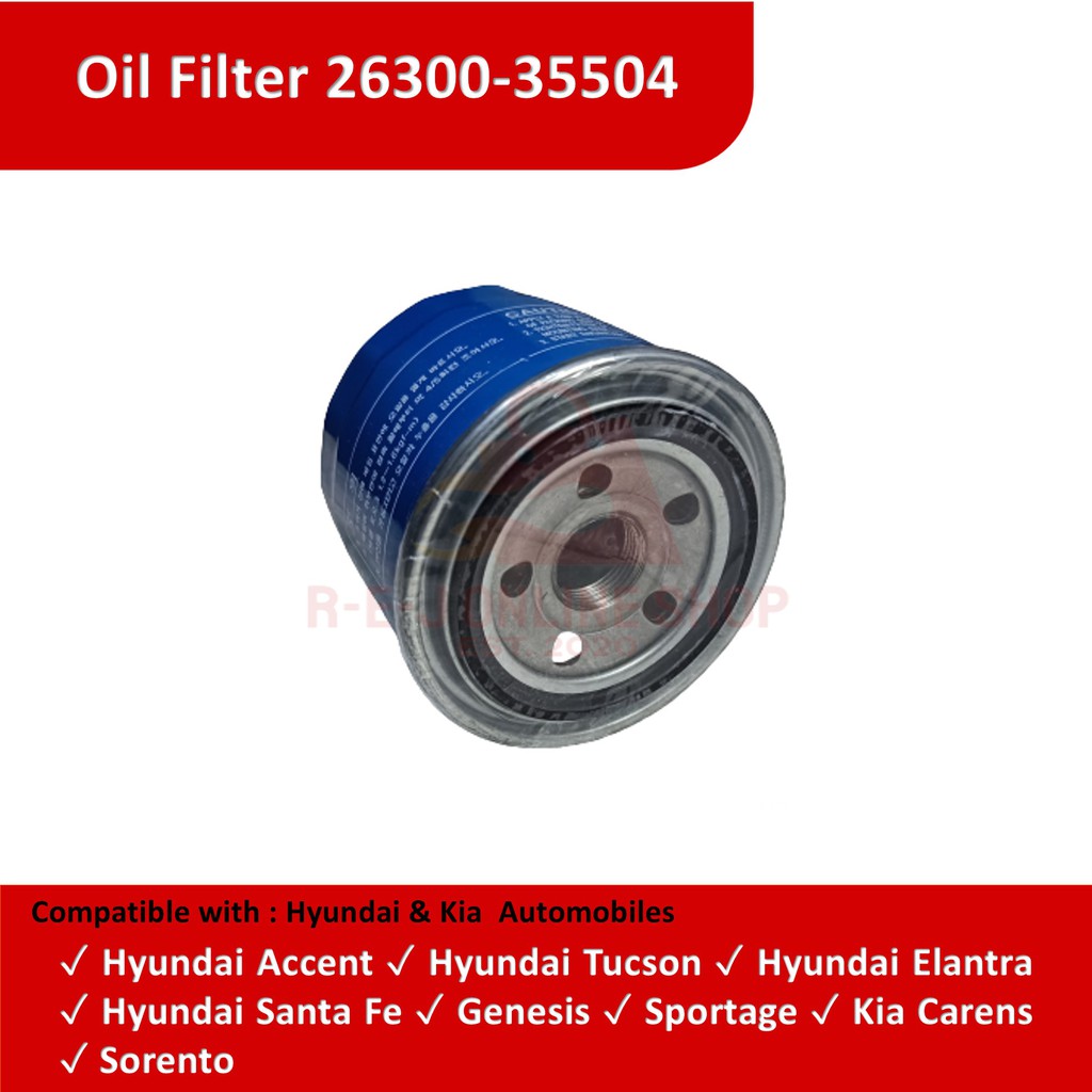 Mobis (26300-35504) Oil Filter Hyundai Accent, Tucson, Elantra, Santa ...
