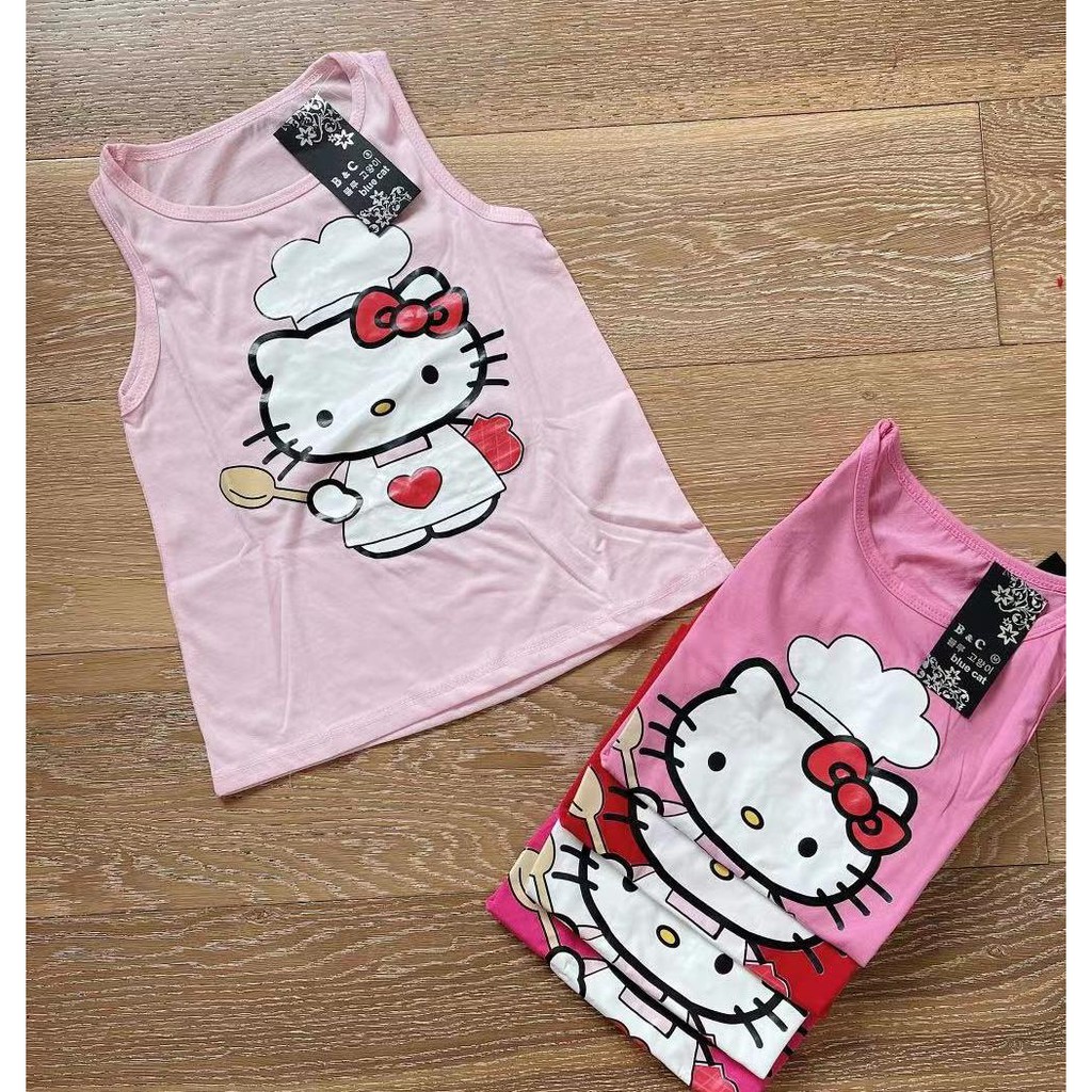 kids girls fashion sando cartoon print sleeveless kitty for 1-5 yrs old ...