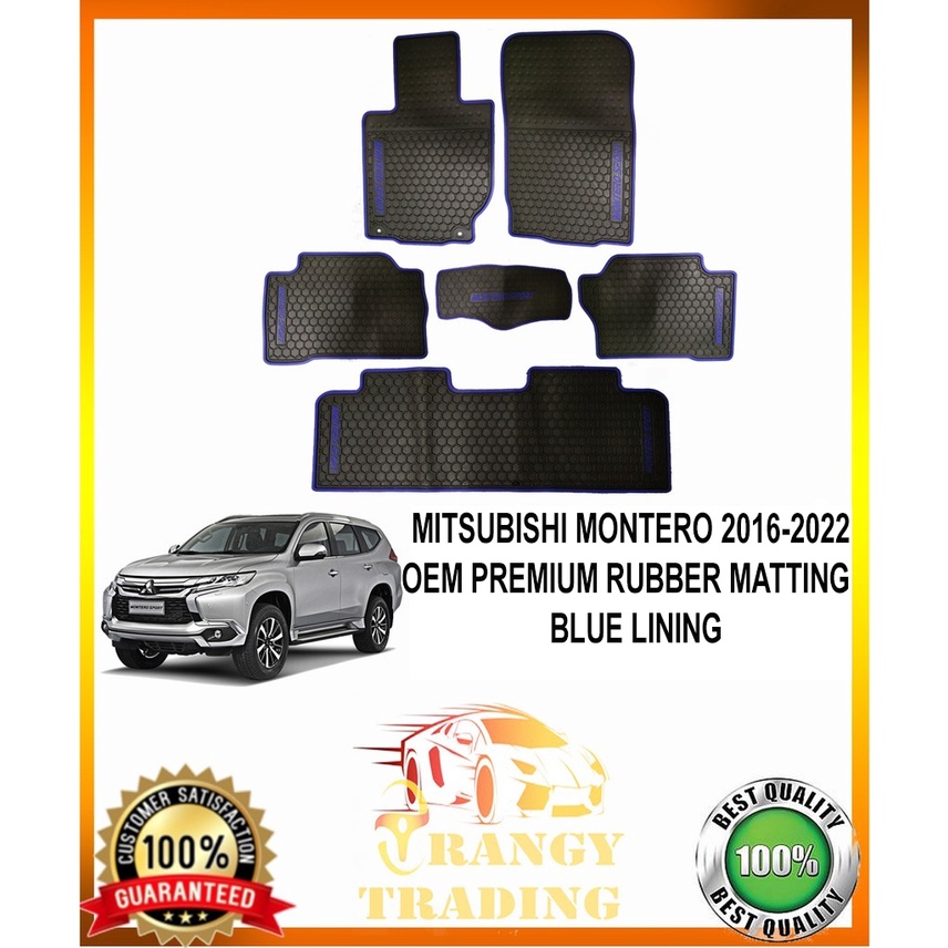 Mitsubishi Montero 2016 to 2023 OEM Premium Rubber Matting Blue Lining ...