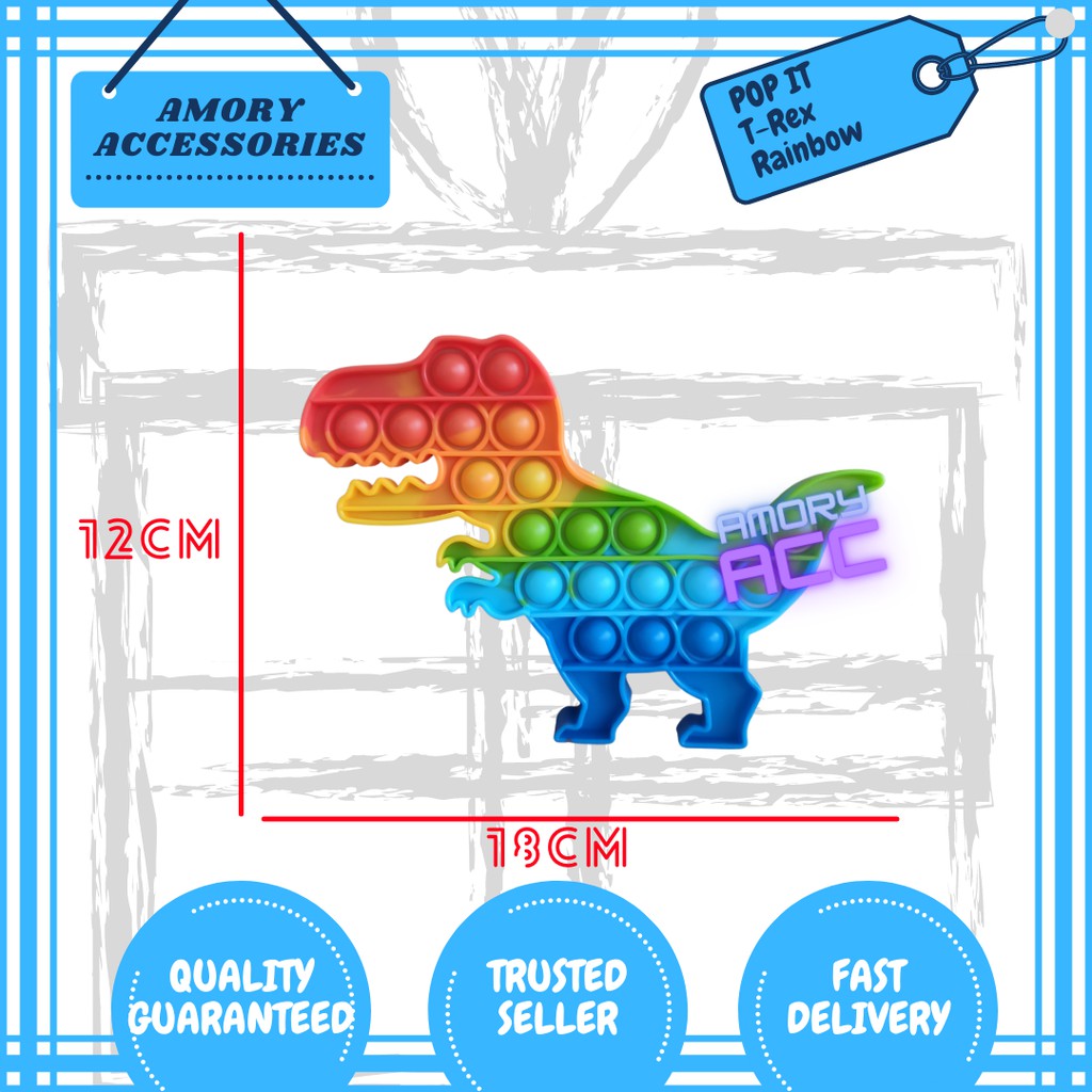 Pop It T-rex Rainbow Fidget Toys Squishy | Shopee Philippines